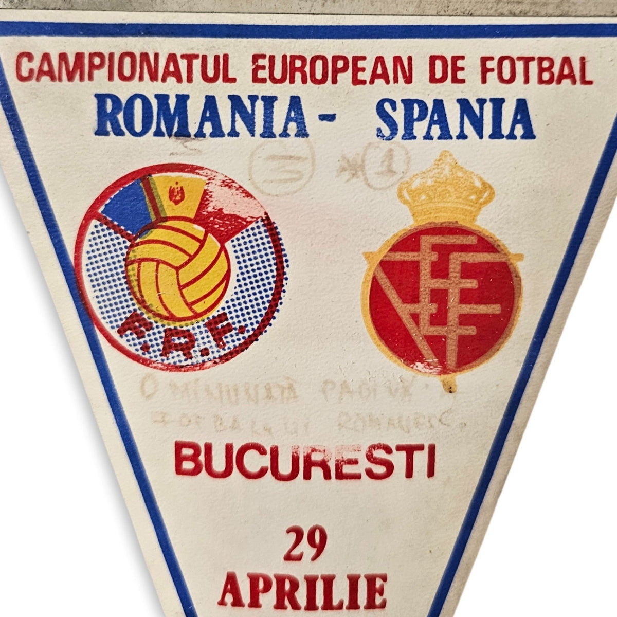 Vintage 1987 Romania Spain pennant | retroiscooler | Vintage Romania pennant – Retroiscooler