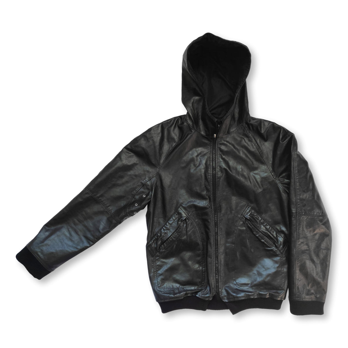 Vintage black Pollini leather bomber jacket Made in Italy ...